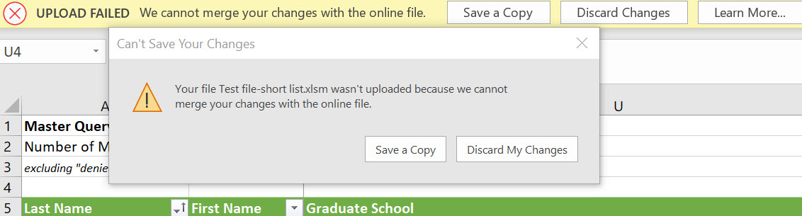 Upload Failed Message - Sharing Excel file - Microsoft Q&A