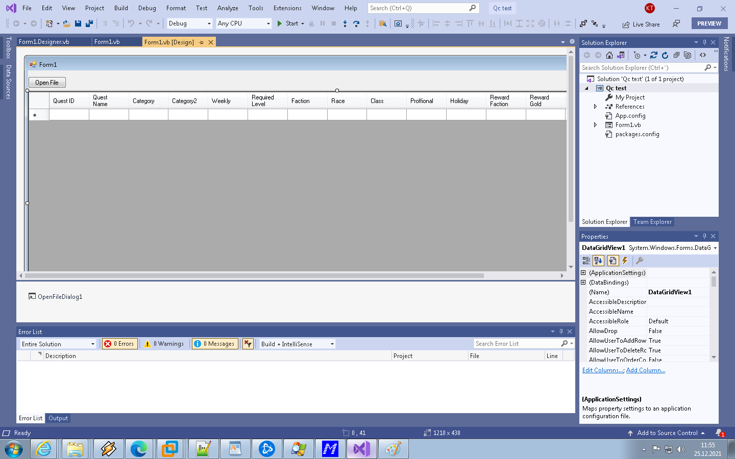 Datagridview unequal data lenght - Microsoft Q&A