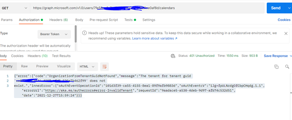 Can T Call Graph Api Calendars From A Daemon Application Microsoft Qanda