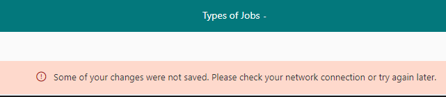 Error saving MSForms changes - Some of your changes were not saved ...