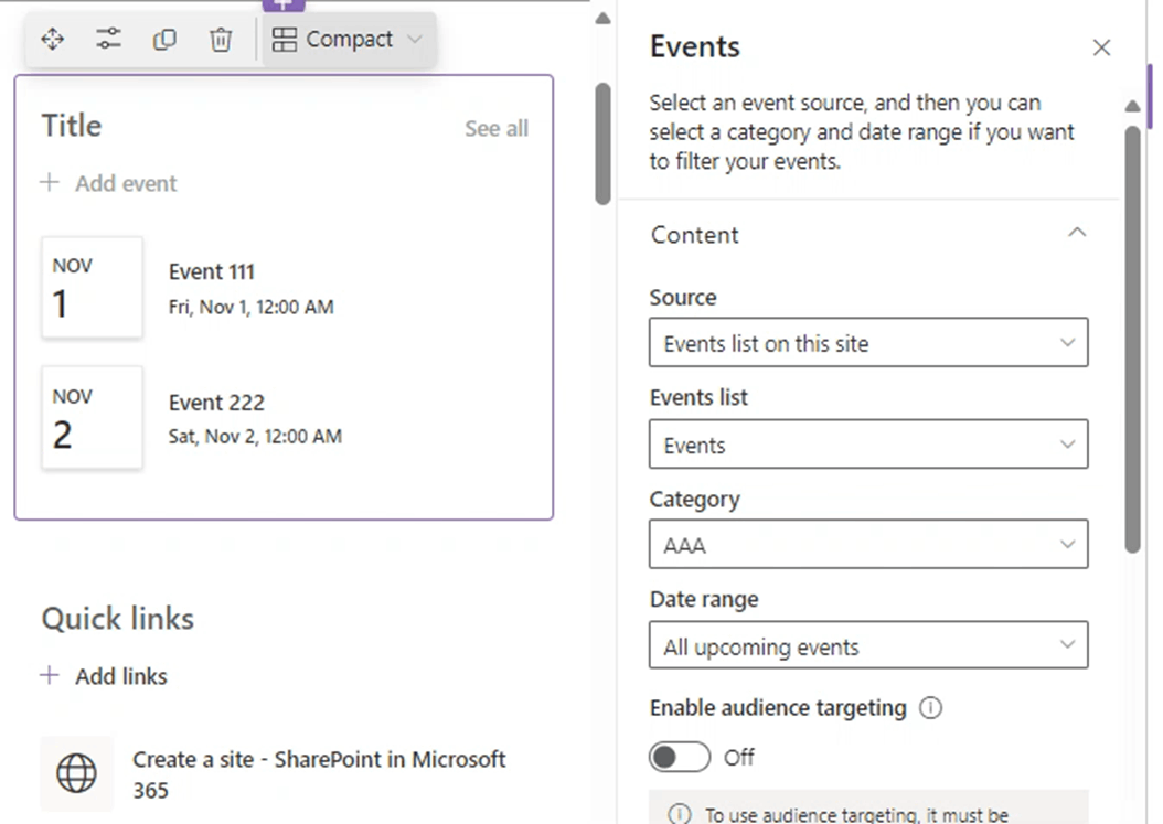 SharePoint Event Web Part only shows 2 upcoming events when filtered by ...