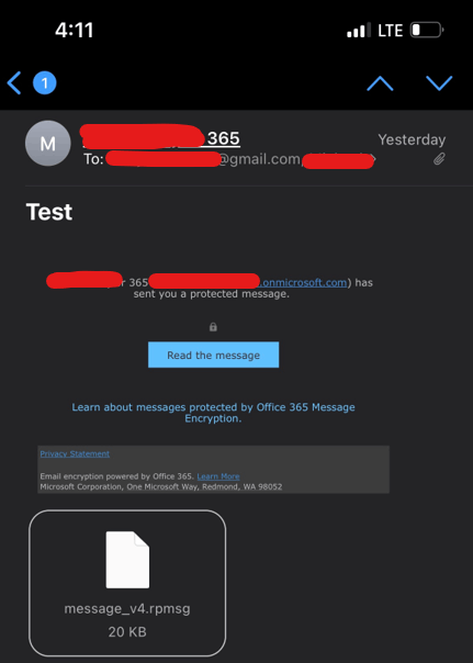 Different views on receiving end of M365 Encrypted Email - Microsoft Q&A