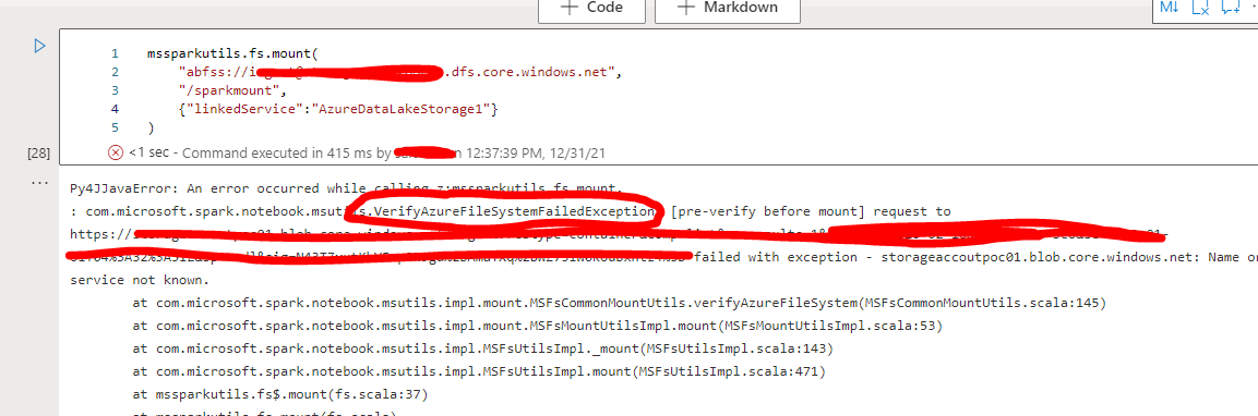 Azure Synapse Spark Pool Mount Storage Account Gen 2 Microsoft Qanda