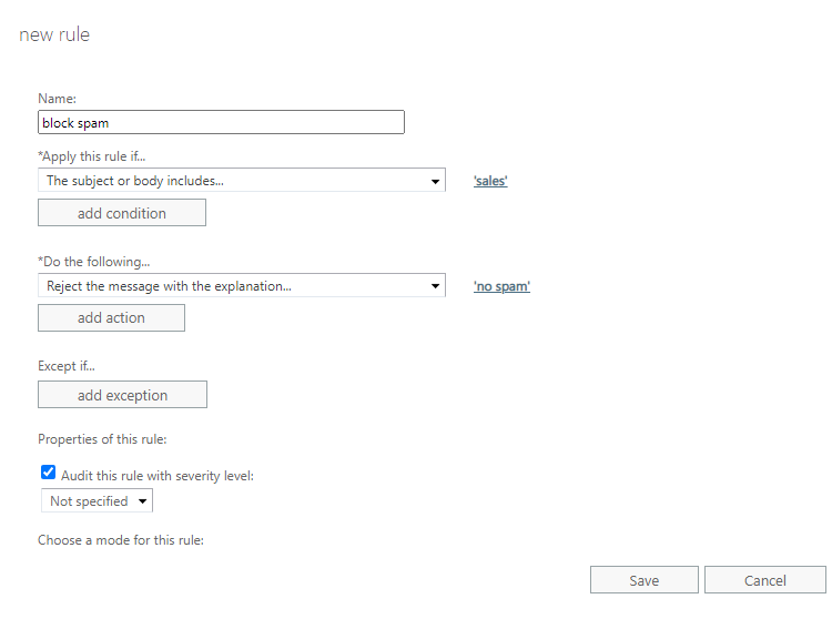 How can I block exchange server emails at the server level with ...