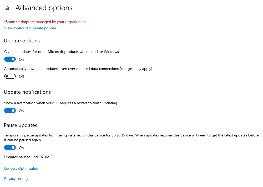 Configuring Windows 2019 to not restart - Microsoft Q&A