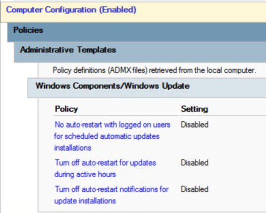 Configuring Windows 2019 to not restart - Microsoft Q&A