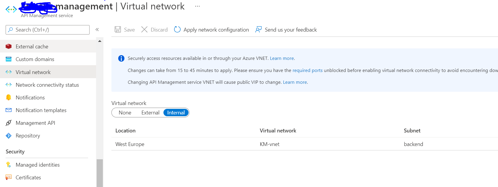 How to remove vnet from API Gateway? - Microsoft Q&A