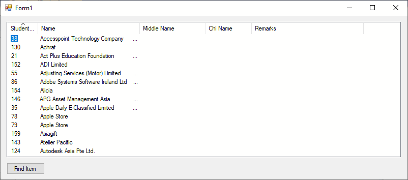 Finditemwithtext Not Work In Datalistview Microsoft Qanda
