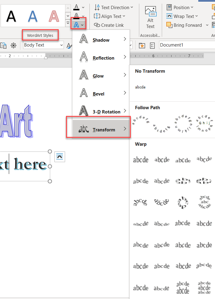 presets for Word 2019 word art? - Microsoft Q&A