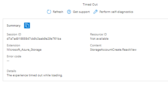 Timeout error during storage account creation - Microsoft Q&A