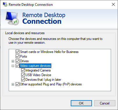 Redirected Host's Video Capture Devices to a 32-bit Win10 Pro Hyper-V ...