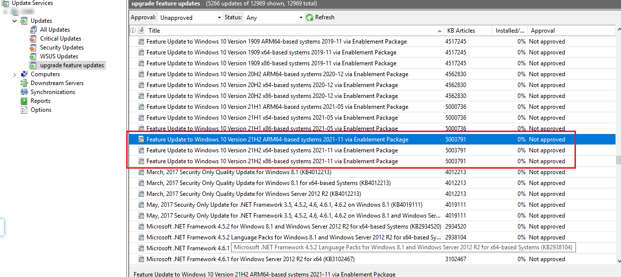 Feature update to Windows 10 version 21H2 x64-based via Enablement ...