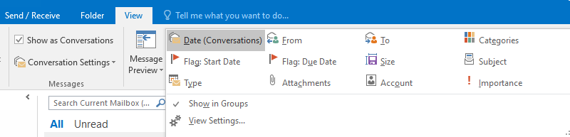 Microsoft Outlook groups all emails as a single conversation ...