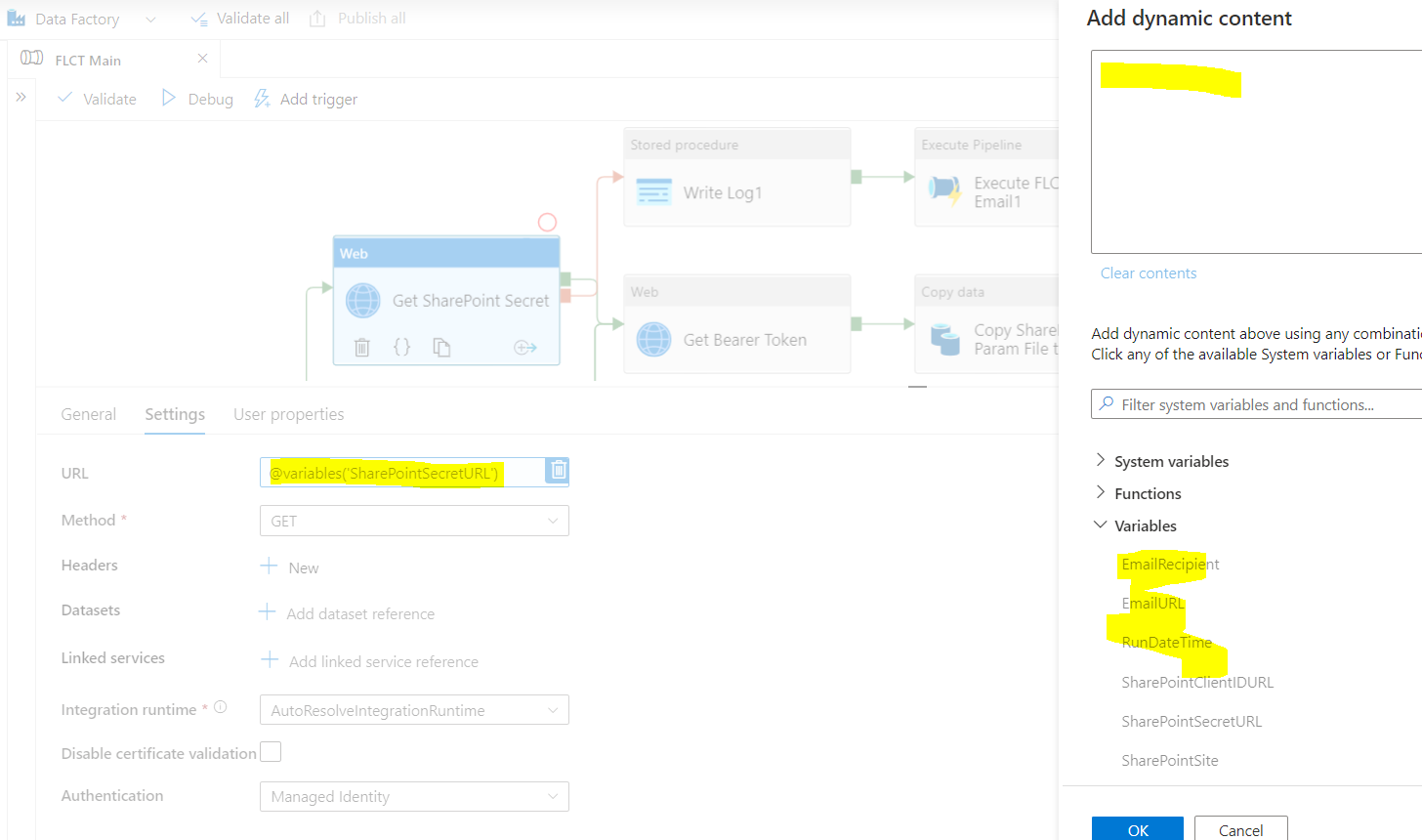Unable To Add Dynamic Content In Adf Microsoft Qanda