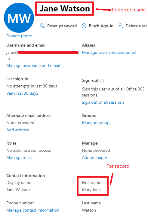 How to set preferred name for new user? (Microsoft 365 admin question ...