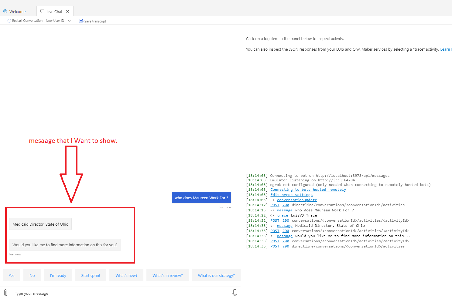 Send Activity and Message same Dialog in Bot FrameWork - Microsoft Q&A