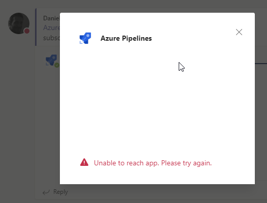 Teams App - Azure Pipelines - connection error - Microsoft Q&A