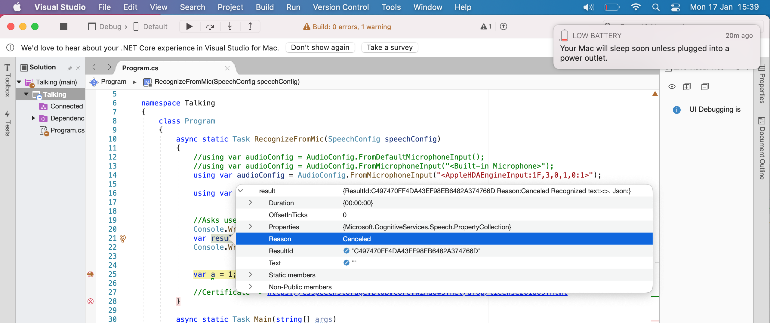 Microsoft CognitiveServices Speech Audio not working - Microsoft Q&A