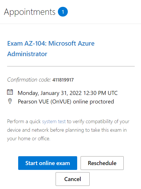 Reschedule AZ-104 exam - Microsoft Q&A