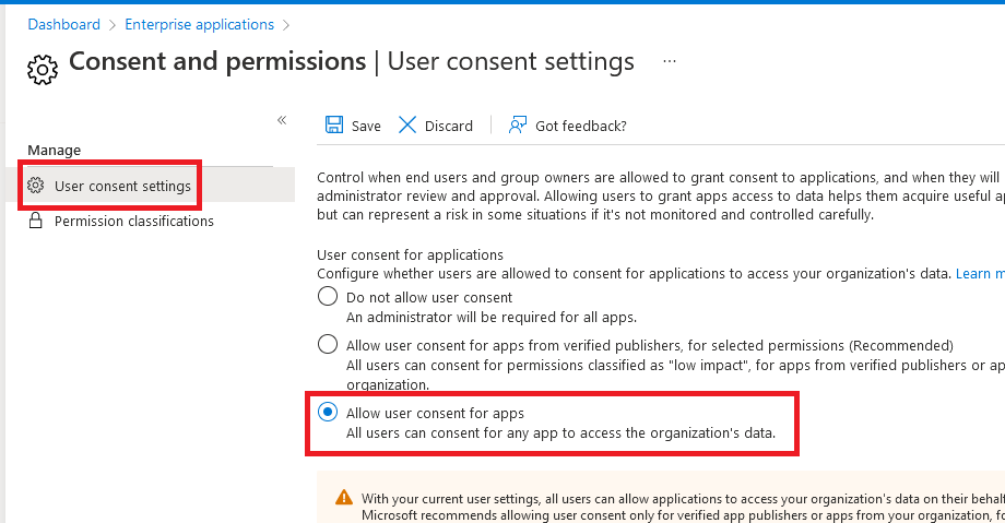 After UI was changed, I can't find the setting menu "Users can consent ...