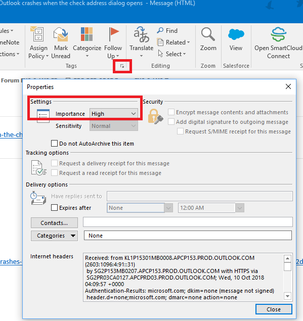 Where is the 'High Importance' tag in Office 365 after the update ...