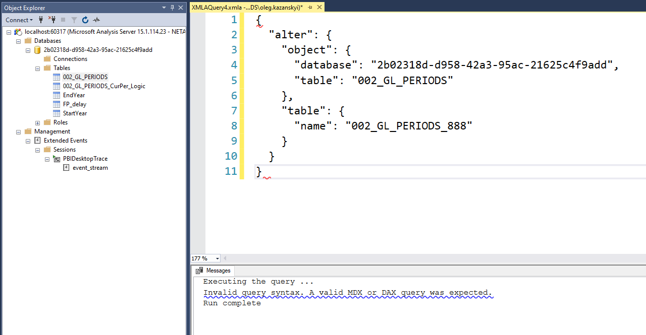 Tmsl Request A Valid Mdx Or Dax Query Was Expected Microsoft Qanda