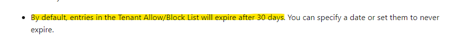 Tenant Allow/Block Lists - Microsoft Q&A