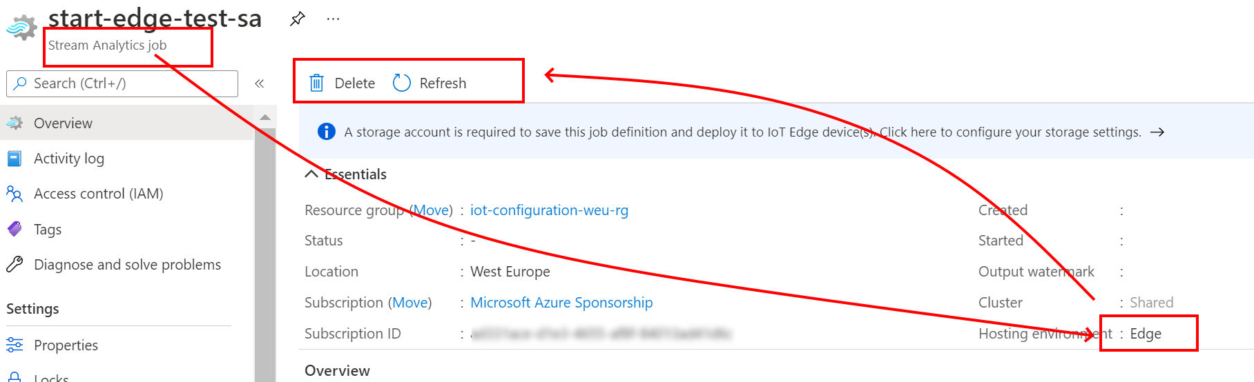 No Start option in Azure Stream Analytics job's overview Page ...