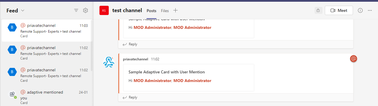 Notifying users on Teams channel using adaptive cards in incoming webhooks - Microsoft Q&A