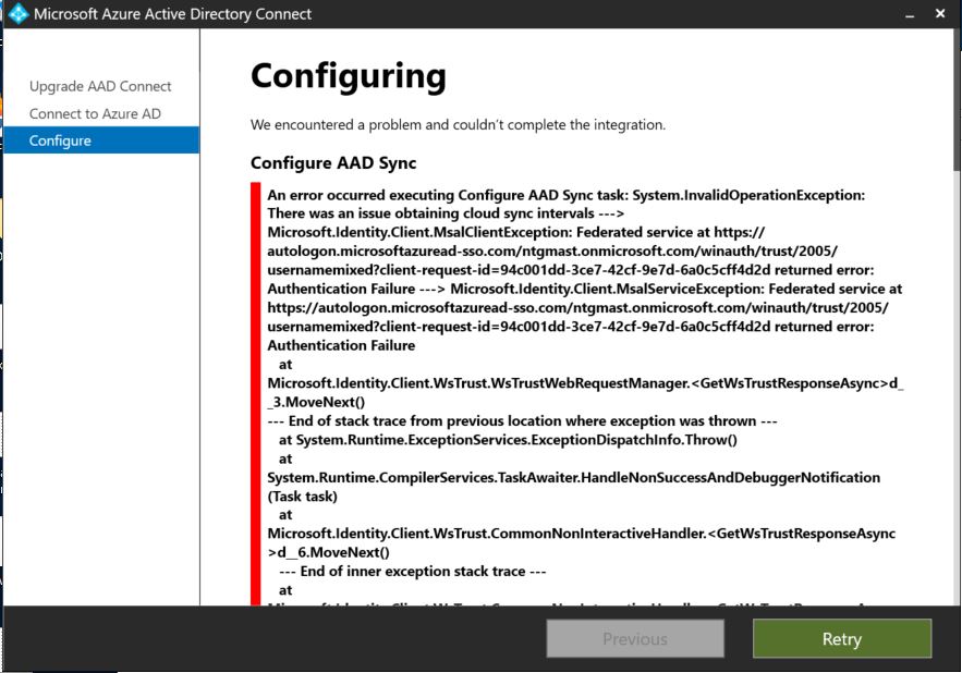Azure AD Connect Tool can't upgrade - Microsoft Q&A