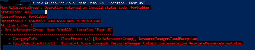 Error while creating a resource group in Azure Sandbox via Powershell or UI - Microsoft Q&A