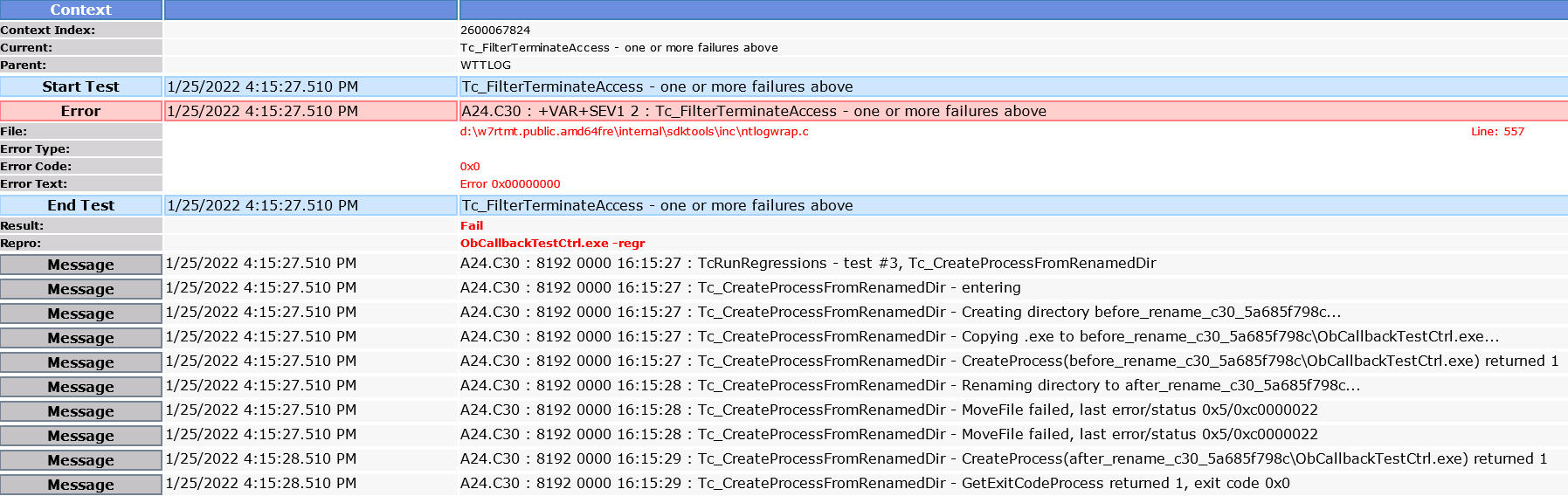 Why Hck Test Callback Test For Object Win7 Is Failing While Running Hck Test For Signing Our