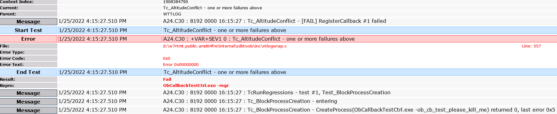 Why Hck Test Callback Test For Object Win7 Is Failing While Running Hck Test For Signing Our