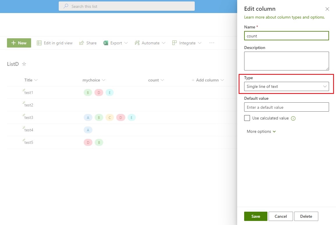 Count multiple selected items in Sharepoin online list Choices type column - Microsoft Q&A