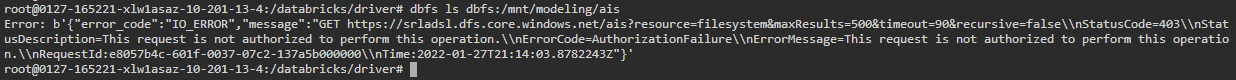 Dbfs Command Line Tool Failed In Case Of No Public Access For Mounted