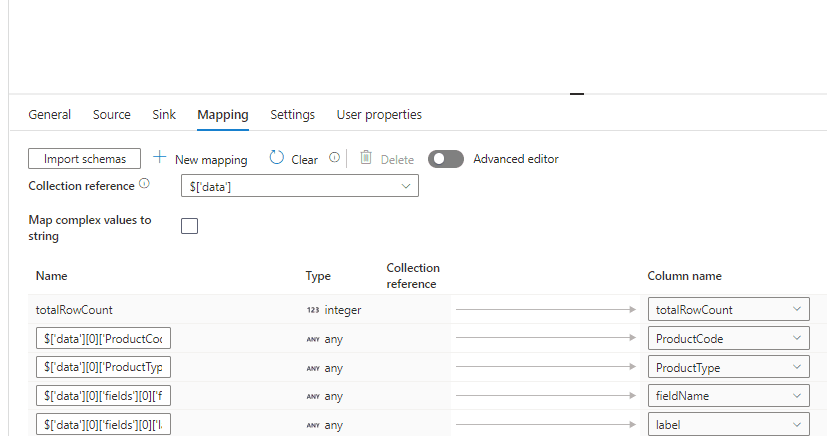Adf Copy Data Json Source Dynamic Schema Mapping Microsoft Qanda