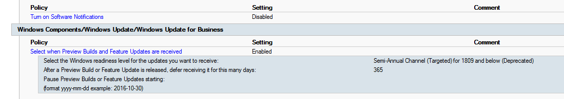 Wsus settings block semi-annual-channel updates - Microsoft Q&A