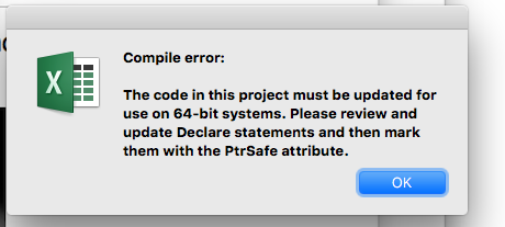 Compile error: The code in this project must be updated for use on 64 ...