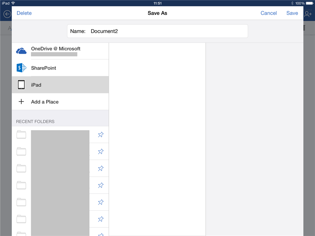 Why does Word (Office 365) on iPad not have an option to save documents ...