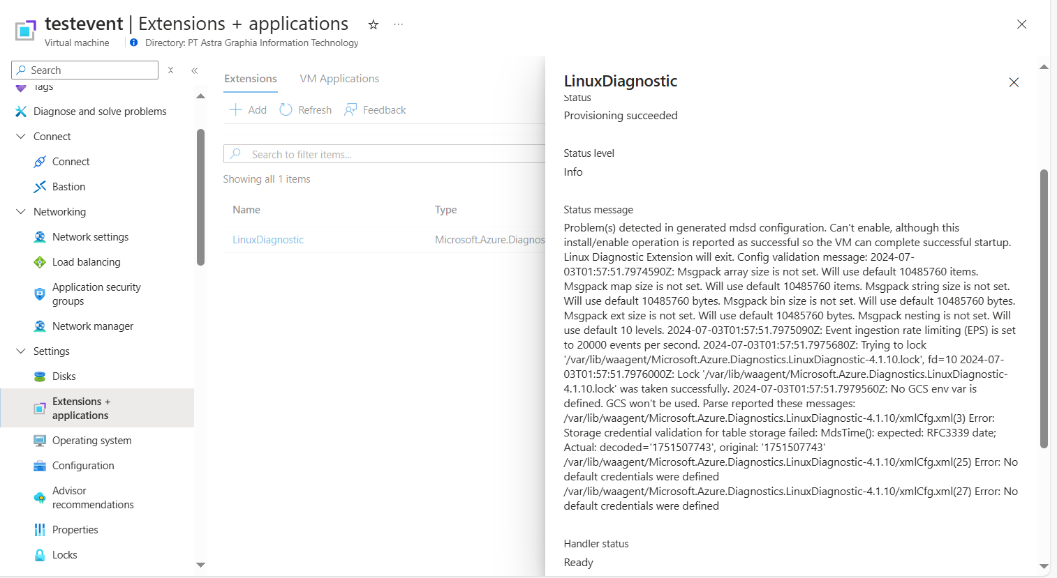 Azure Linux Diagnostic VM Extension - Microsoft Q&A