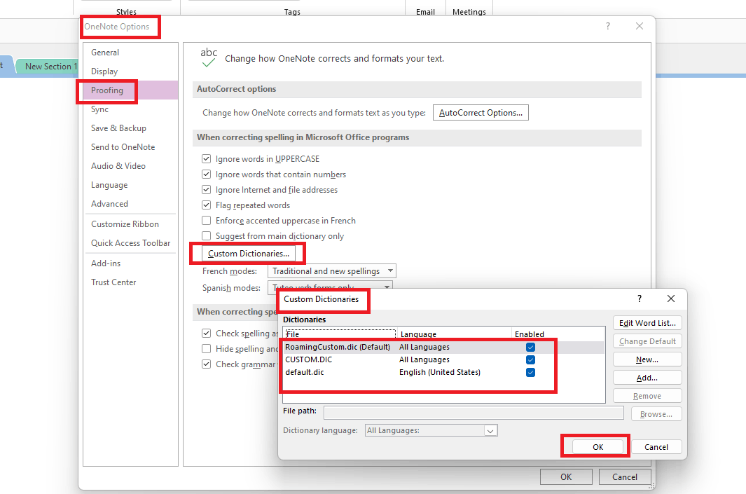 Can't add new words to OneNote Dictionary - Microsoft Q&A