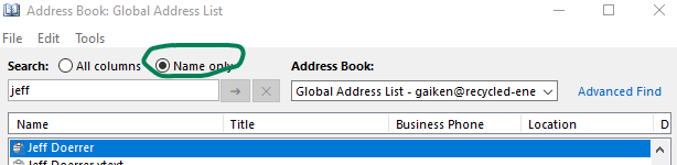 Outlook 365- not auto populating the search in address book - Microsoft Q&A