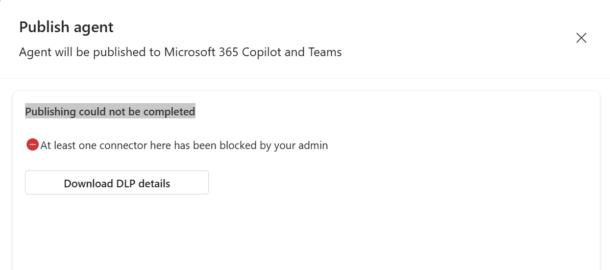 Copilot Studio agent builder "Publishing could not be completed" - Microsoft Q&A