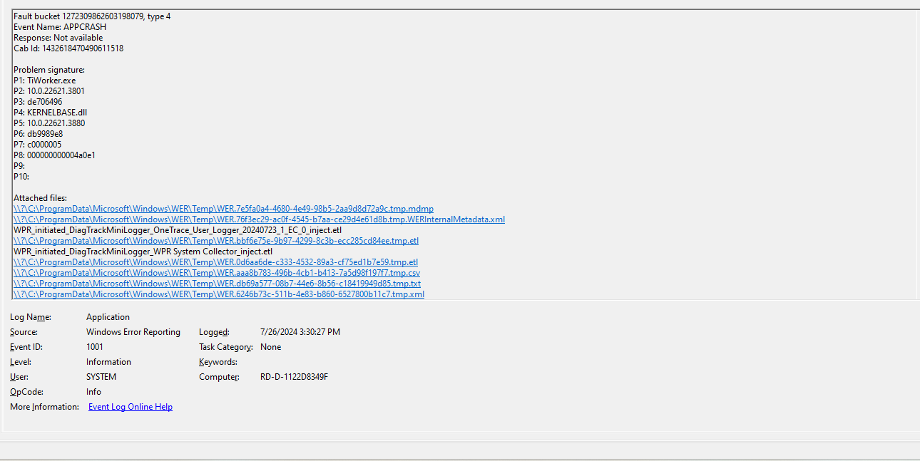 TiWorker.exe and Kernbase.dll crashes while playing arma 3 on C Drive ... TiWorker.exe and Kernbase.dll crashes while playing arma 3 on C Drive ...