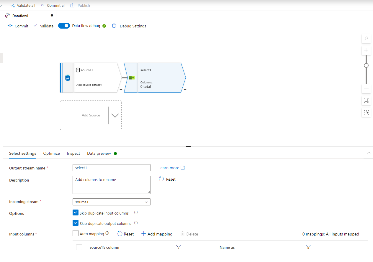 How to show mapping columns in Select - Data flow - Microsoft Q&A