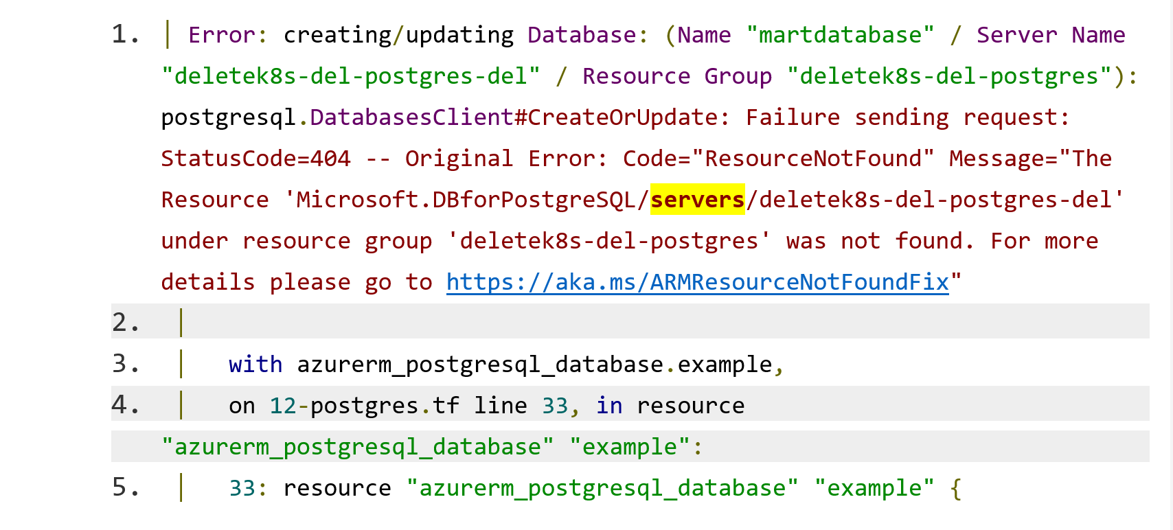 postgres database not getting created in the below template, how to fix ... postgres database not getting created in the below template, how to fix ...