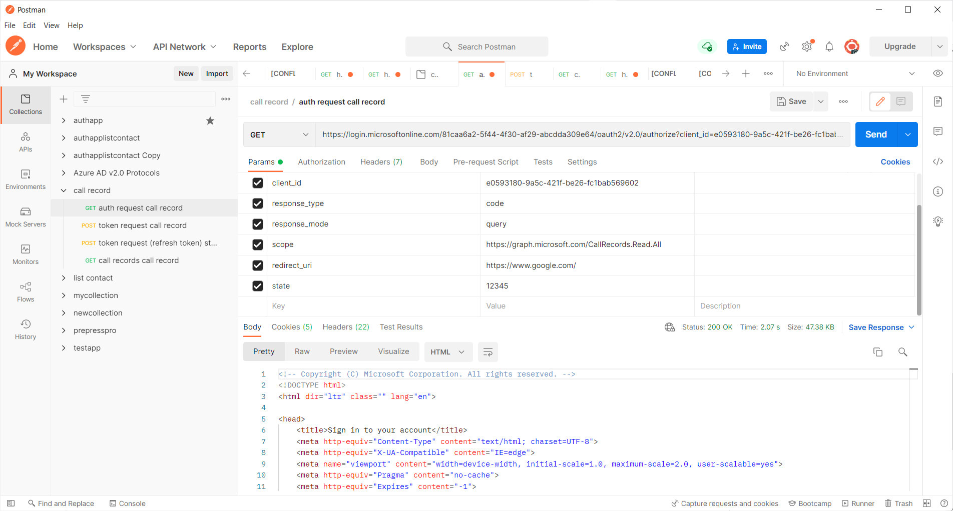Getting Error That Scope Does Not Exist For Get Callrecords Api In Microsoft Graph Microsoft Qanda