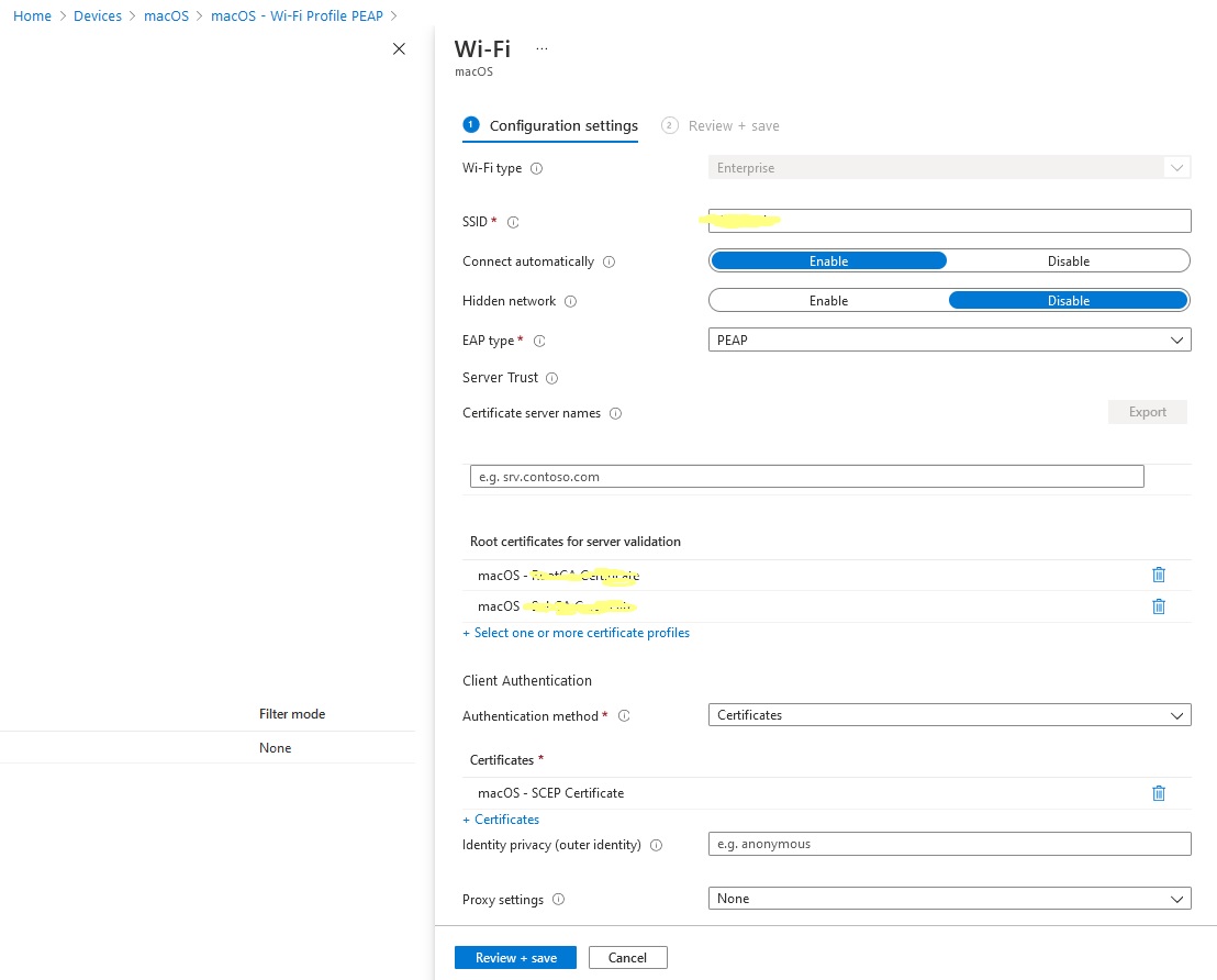Intune macOS wi-fi profile peap-auth - Microsoft Q&A