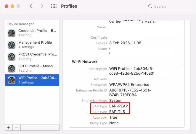 Intune macOS wi-fi profile peap-auth - Microsoft Q&A