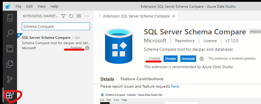 How do I get the SQL Server Scheme Compare option to appear when I ...